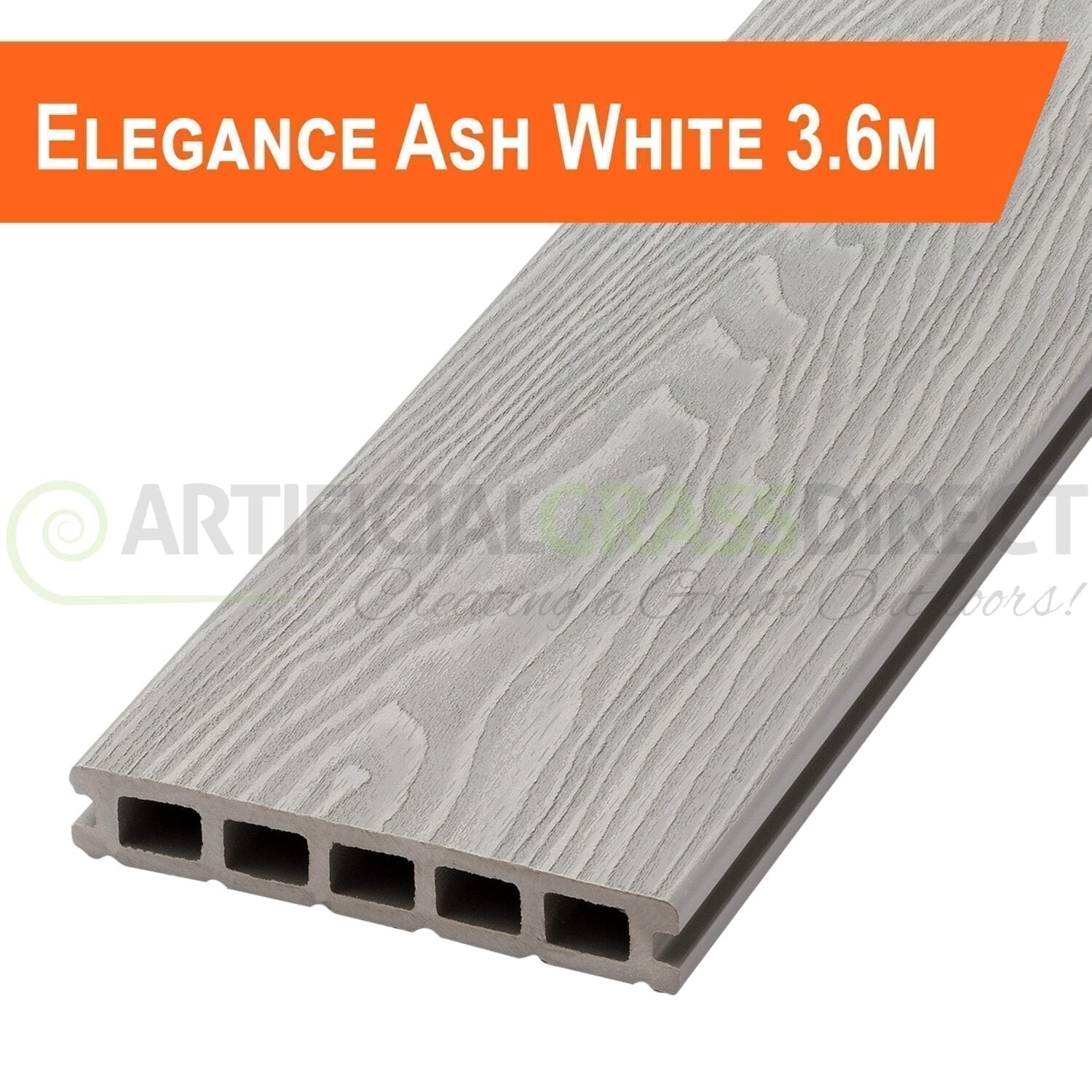 Elegance White Ash Composite Decking 3.6m - Artificial Grass Direct